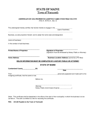 Fillable Online Certificate of Sole Proprietor Form Fax Email Print ...