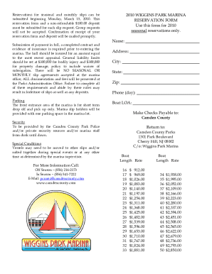 Fillable Online Reservations for slips will be accepted beginning March ...