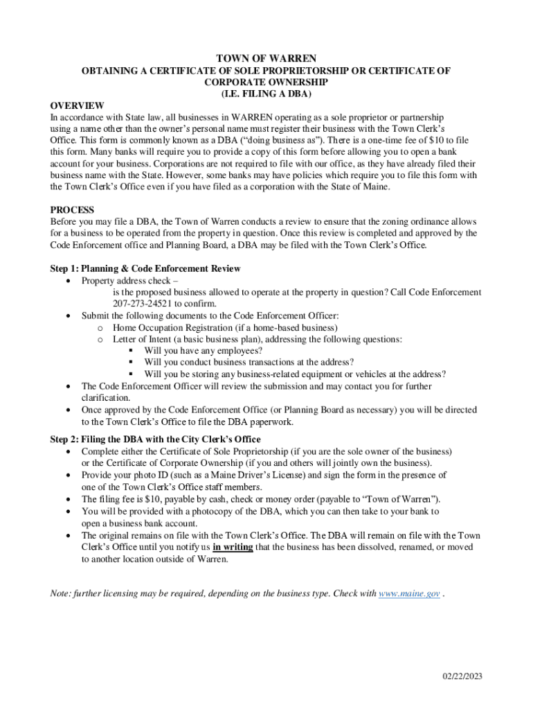 Fillable Online Business Certificates (DBA)Amherst, MA - Official ...