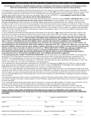 Fillable Online Should I sign an Assumption of Risk/Release of ...