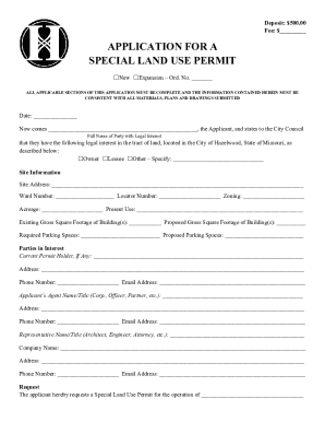Fillable Online APPLICATION FOR A SPECIAL LAND USE PERMIT Fax Email ...