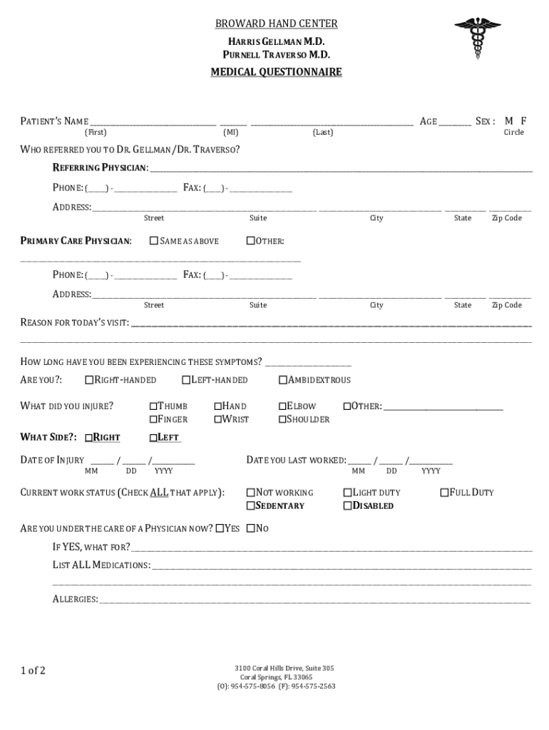 Fillable Online BHC Forms - Med Hx Questionnaire.docx Fax Email Print - pdfFiller