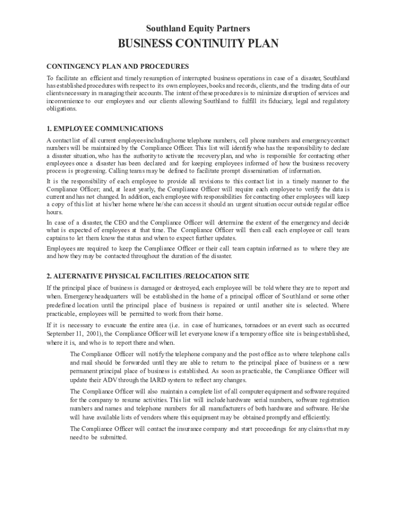 Fillable Online Business Continuity Plan and Privacy Disclosure - 2019-04.docx Fax Email Print ...