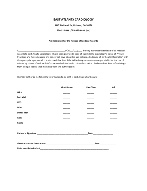 Fillable Online Authorization For Release Of Medical Record Information Fax Email Print - pdfFiller