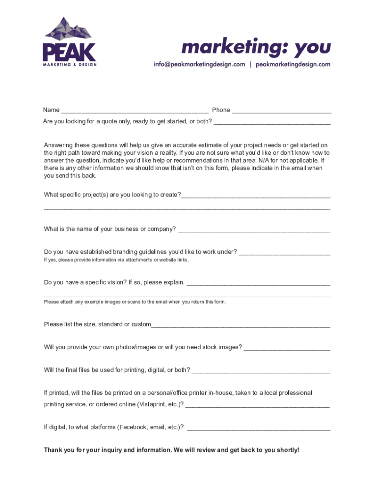 Fillable Online markeing form Fax Email Print - pdfFiller