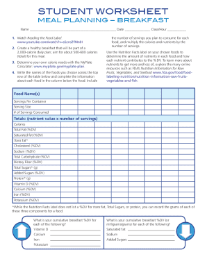 Fillable Online How to Create a Healthy, Hearty Breakfast Meal Plan ...