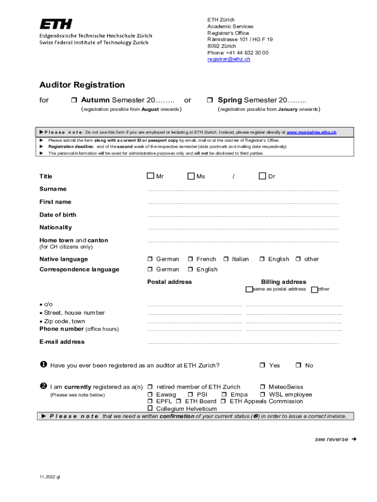 Fillable Online Registration form auditor Fax Email Print - pdfFiller