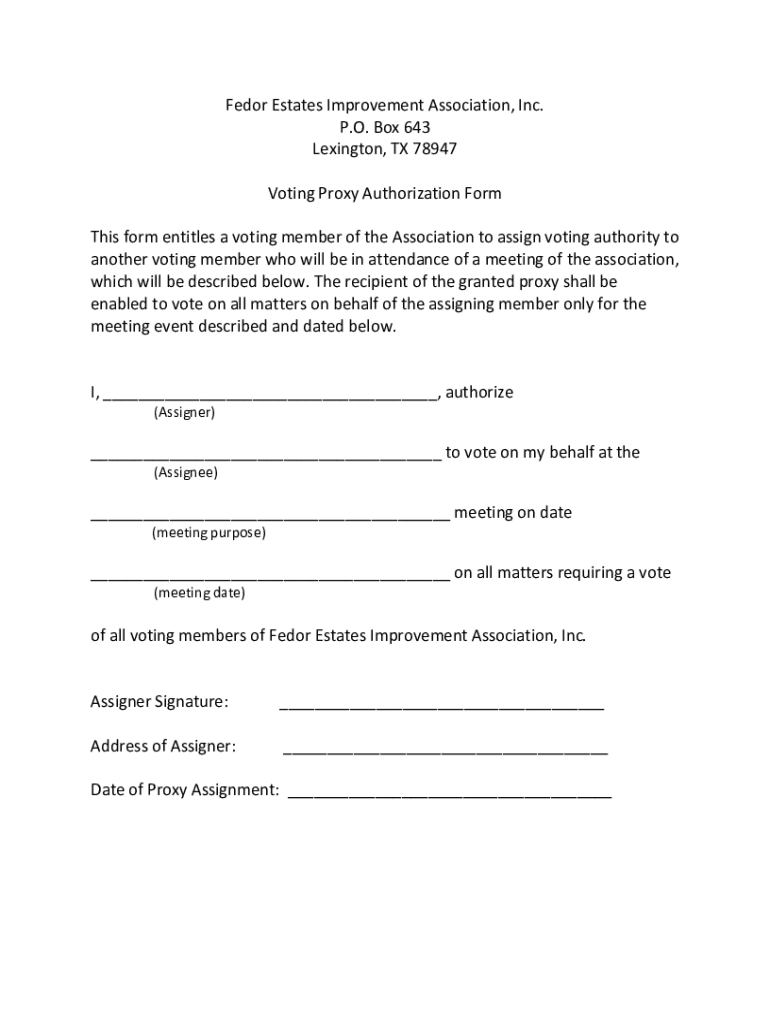 Fillable Online Voting Proxy Authorization Form Fax Email Print - pdfFiller