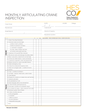 Fillable Online Expiration date of annual crane inspections and ... Fax ...