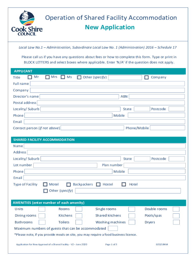 Fillable Online Operation of Shared Facility Accommodation Fax Email Print - pdfFiller