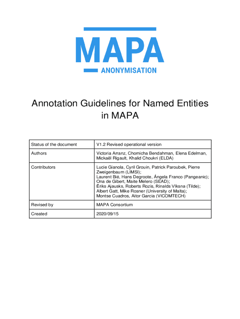 Fillable Online Annotation Guidelines For Named Entities In Mapa Fax