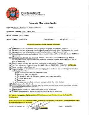 Fillable Online Fire Department Fireworks Display Application Fax Email Print - pdfFiller