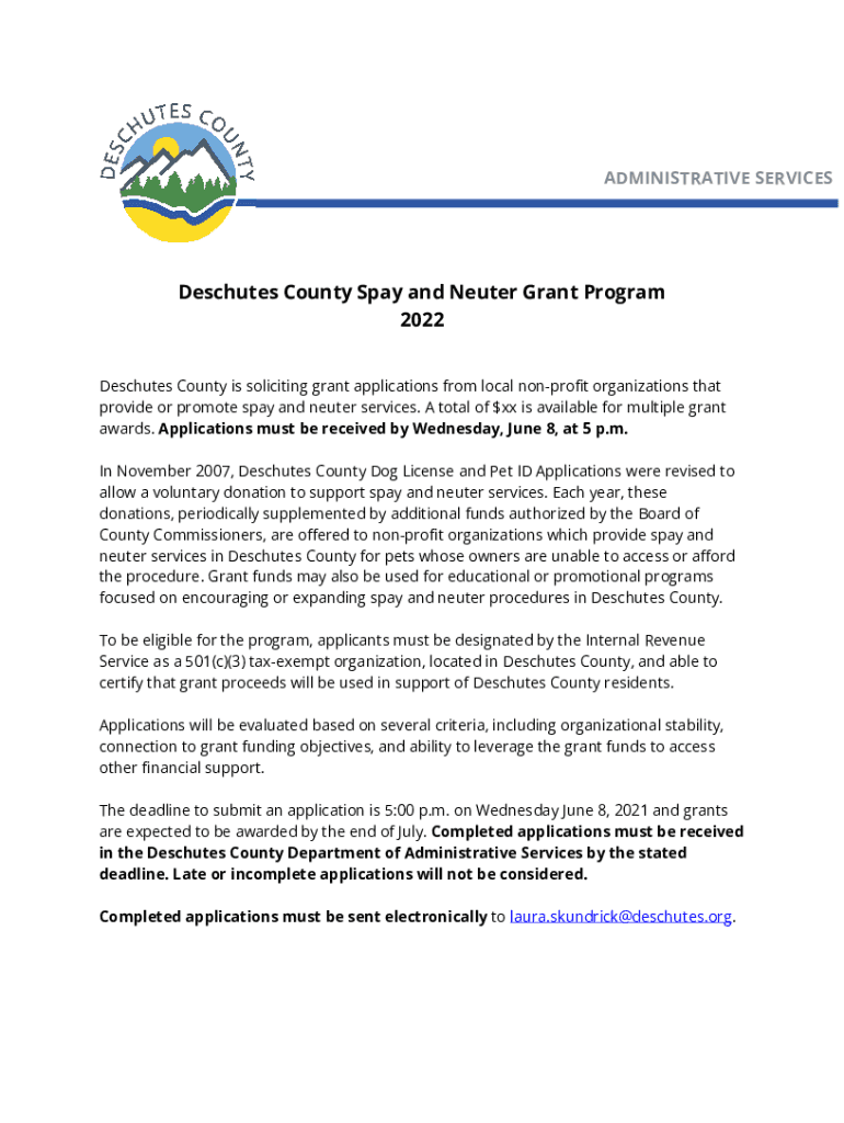 Fillable Online Grants for Intake Diversion and Spay Neuter Providers ...