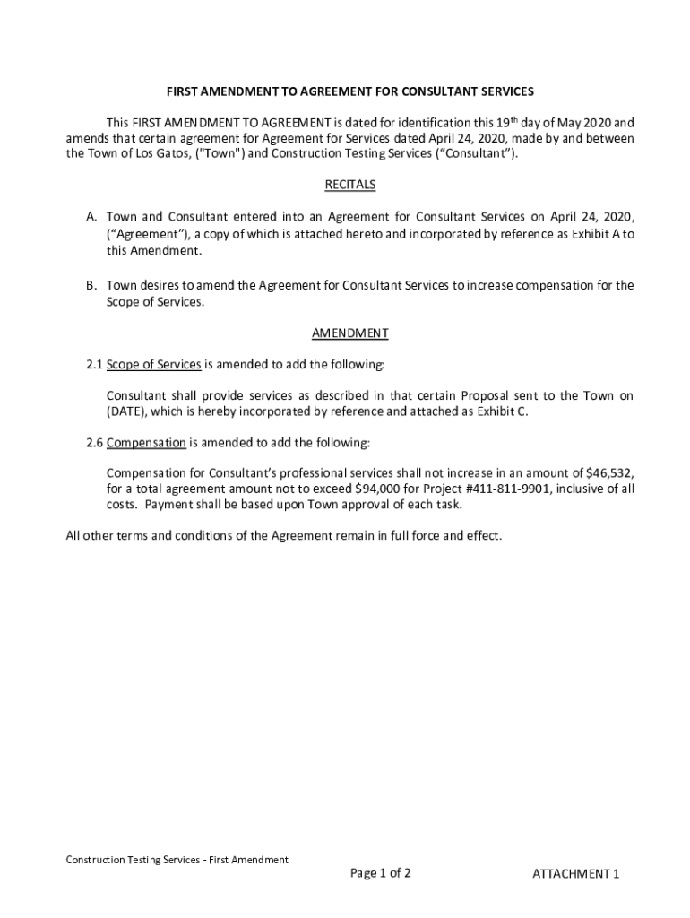 Fillable Online amendment no. 1 to professional services agreement ( ... Fax Email Print - pdfFiller