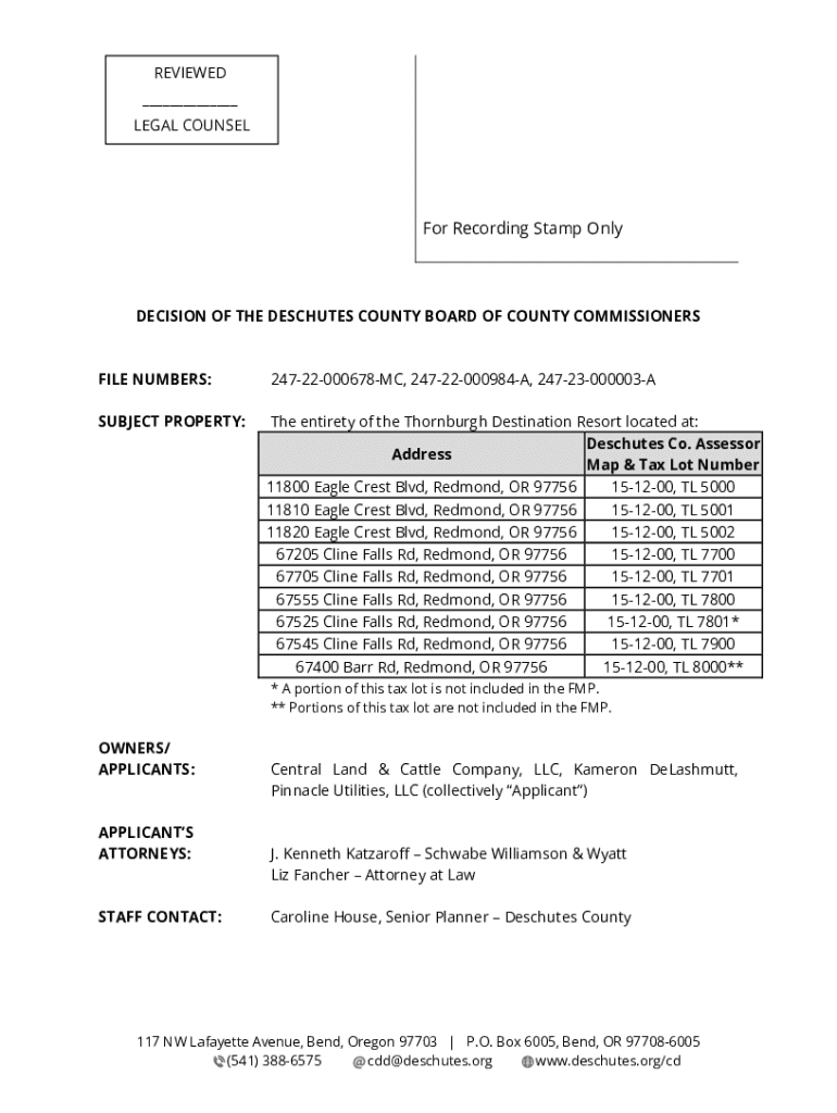 Fillable Online Appeal over Thornburgh Resort - Oregon Land Use Board ...