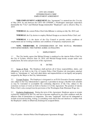 Fillable Online Interim Police Chief Employment Agreement (Knapp) Fax ...