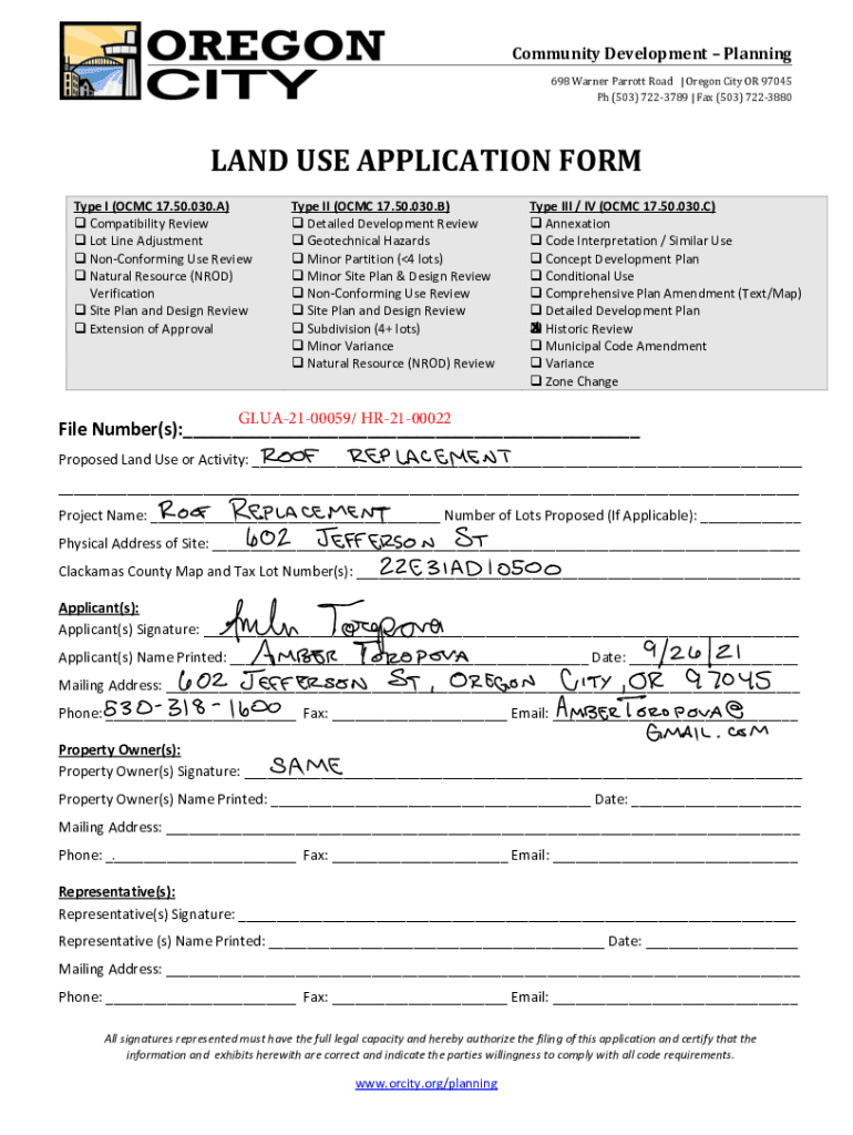 Fillable Online Fillable Online LAND USE APPLICATION FORM Fax Email ...