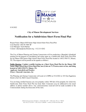 Fillable Online Project Name: Manor ISD Senior High School Short Form ...