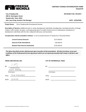 Fillable Online CONTRACT CHANGE AUTHORIZATION FORM Amend #9 Fax Email ...