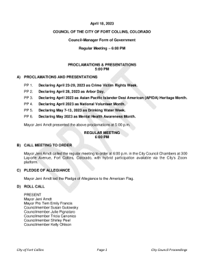 Fillable Online Council-manager Form Of Government - City of Fort ...