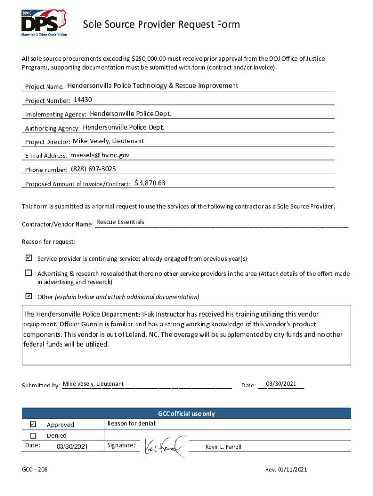 Fillable Online Sole Source Provider Request Form Fax Email Print - pdfFiller