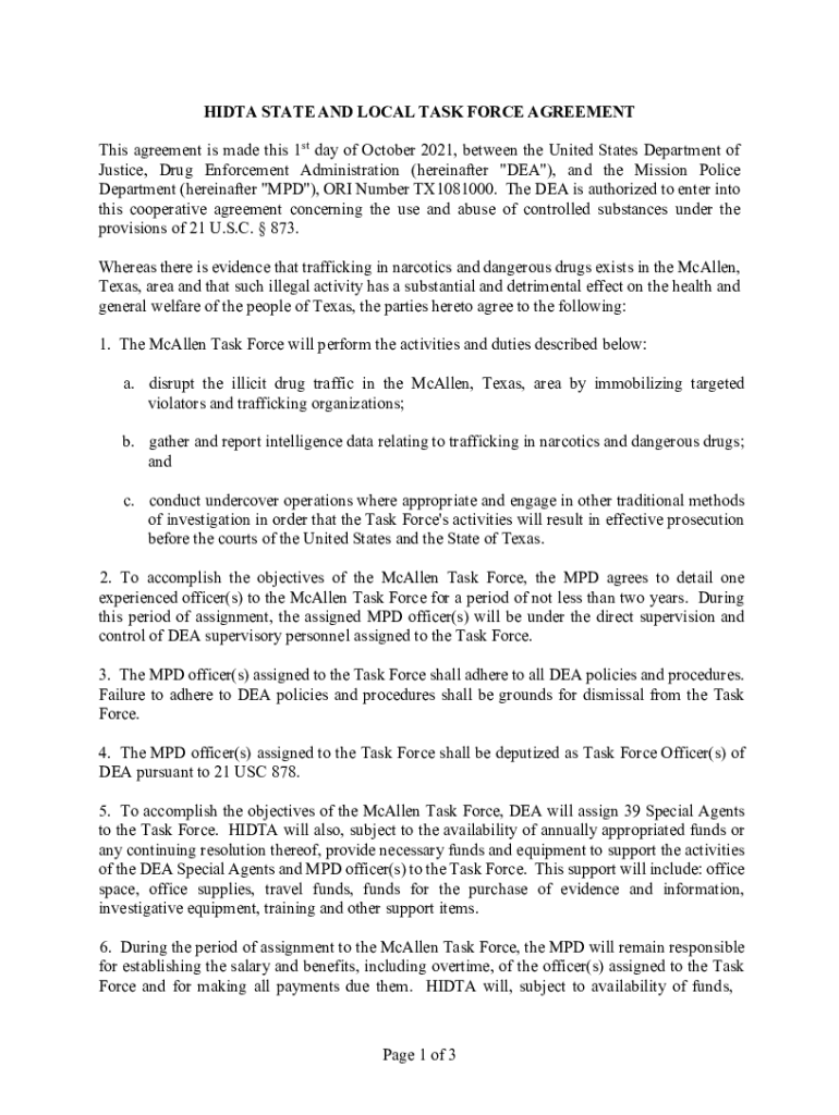 Fillable Online hidta state and local task force agreement Fax Email ...