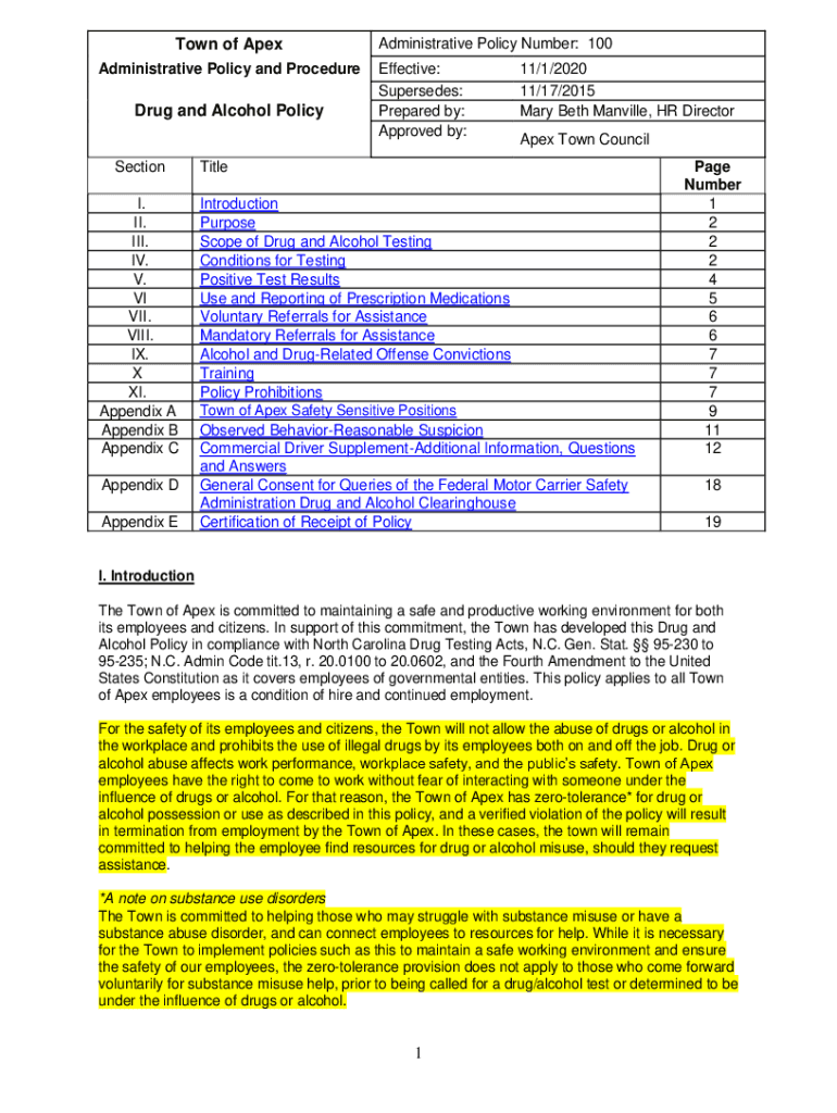 Fillable Online Alcohol, Other Drugs, and Tobacco Policy: Appendix A ...