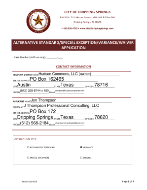 Fillable Online PO Box 162465 Austin Texas 78716 PO Box 172 Dripping ...