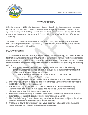 Fillable Online Fee Waiver Policy and Form Jan. 2006 Rev. Jan. 2013, Rev Sept 2021 Fax Email ...