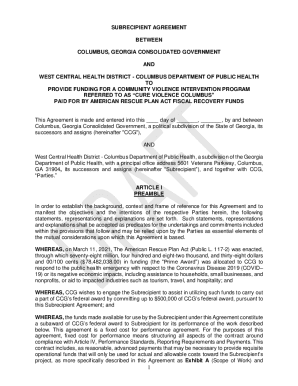 Fillable Online Subrecipient Agreement Fax Email Print - pdfFiller