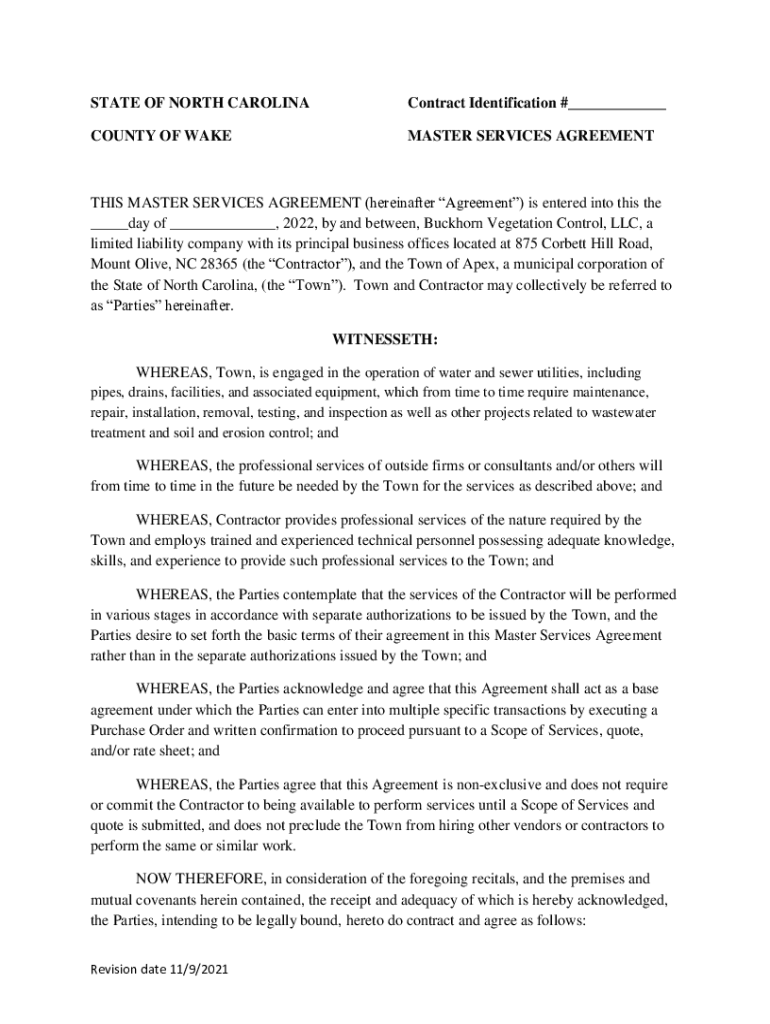 Fillable Online STATE OF NORTH CAROLINA Contract Identification Fax ...