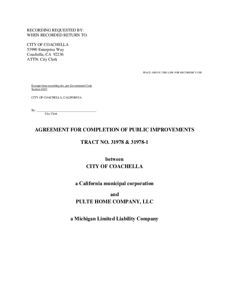 Fillable Online AGREEMENT FOR COMPLETION OF PUBLIC ... Fax Email Print - pdfFiller