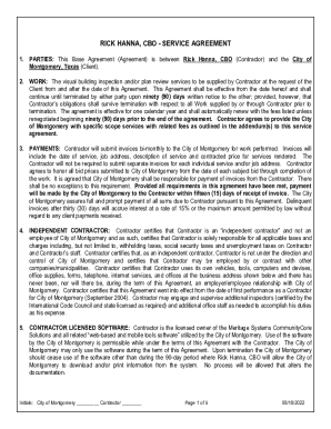 Fillable Online Service Agreement - Rick Hanna, CBO Fax Email Print ...