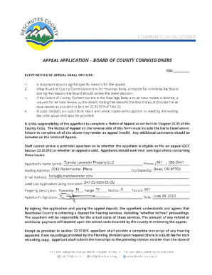 Fillable Online APPEAL APPLICATION - BOARD OF COUNTY COMM'SS ... Fax ...
