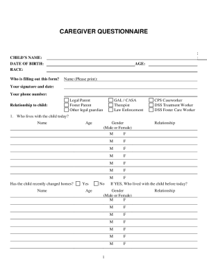 Fillable Online Child's Name: Date of Birth: Parent/ Guardian e-mail ...