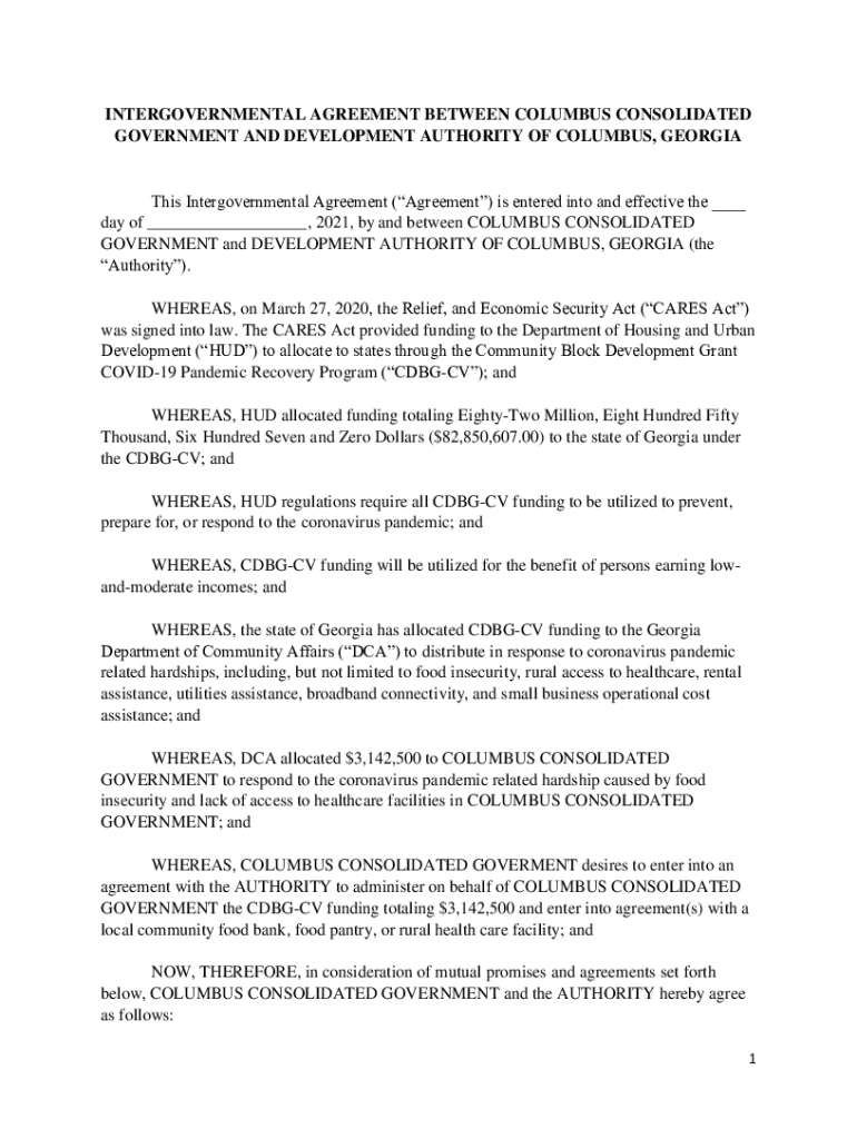Fillable Online intergovernmental agreement between columbus ...