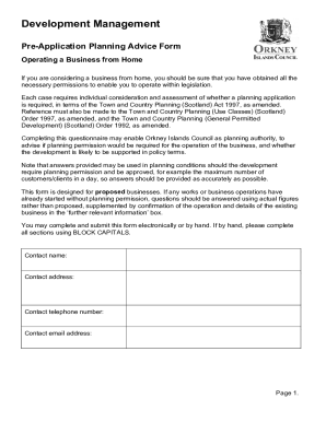 Fillable Online Business from Home - Pre-Application Planning Advice ...