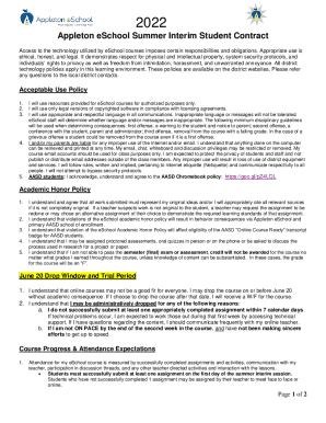 Fillable Online Summer Student Contract for eSchool Courses Fax Email ...
