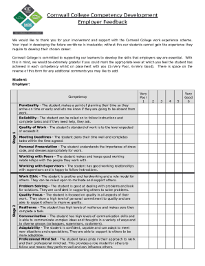 Fillable Online 2.4) Work Experience Employer Feedback Form. Work ...