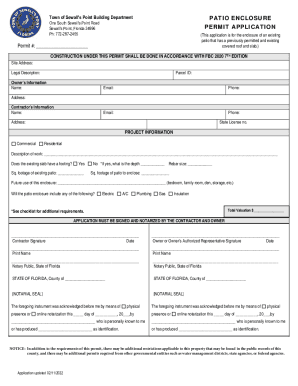 Fillable Online PATIO ENCLOSURE PERMIT APPLICATION Fax Email Print ...