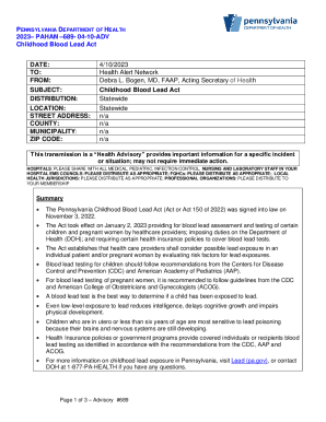 Fillable Online PENNSYLVANIA DEPARTMENT OF HEALTH Fax Email Print ...