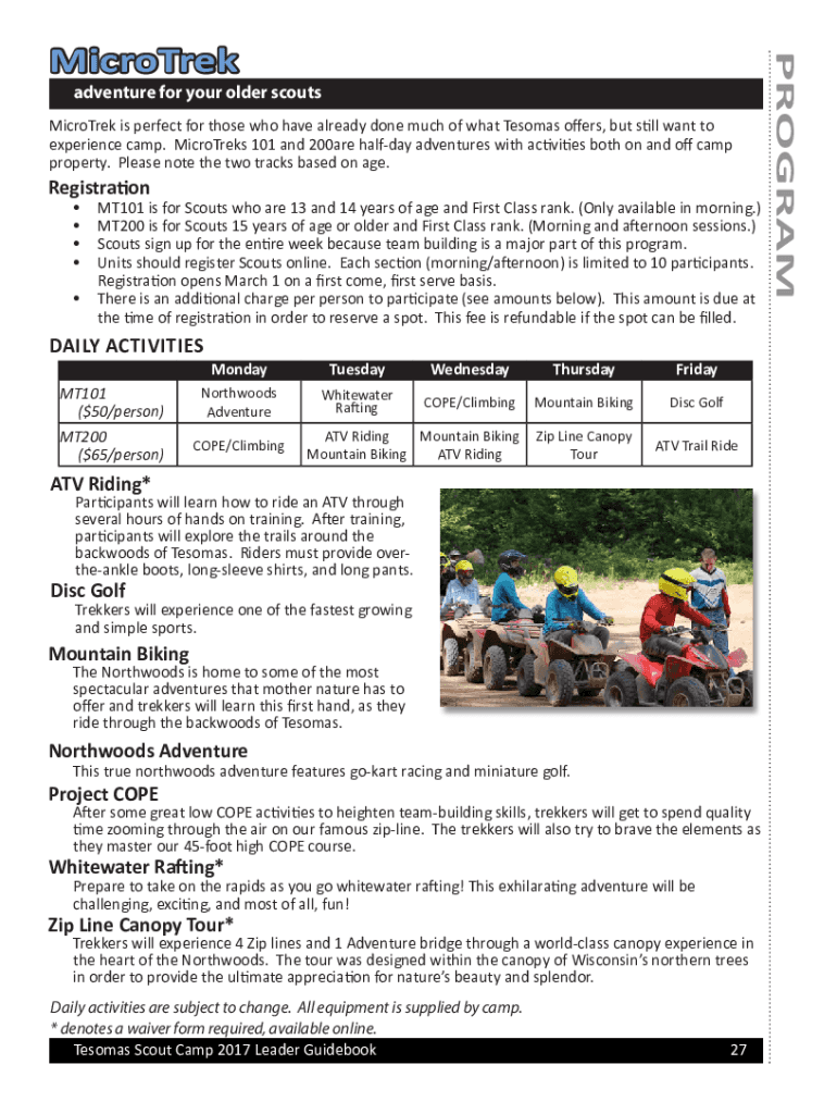 Fillable Online Cool Camp: Tesomas Scout Camp Fax Email Print - pdfFiller