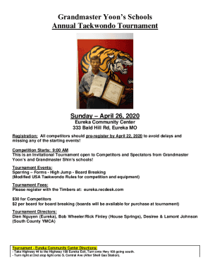 Fillable Online Grandmaster Yoon's Schools Annual Taekwondo ... Fax ...