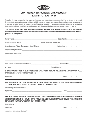 Fillable Online Player Safety and USA Hockey Concussion Protocol Fax ...
