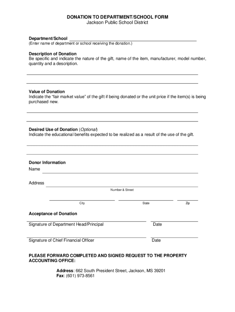 Fillable Online Donation to Department/School Form Fax Email Print ...