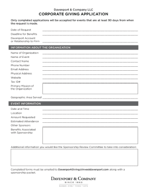 Fillable Online CORPORATE GIVING APPLICATION Fax Email Print - pdfFiller