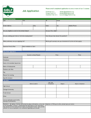 Fillable Online Golf Detroit Job Application Fax Email Print - pdfFiller
