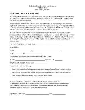 Fillable Online credit /debit card authorization form Fax Email Print ...