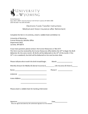 Fillable Online Retirement Health Insurance EFT form Fax Email Print ...