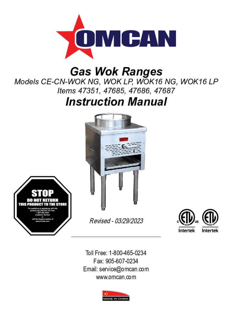 Fillable Online Gas Wok Ranges Instruction Manual Fax Email Print ...